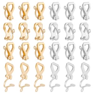 unicraftale 20pcs stainless steel clip-on earrings painless ear clip non-pierced ears golden stainless steel color clip-on earring converter components diy earring 12mm long