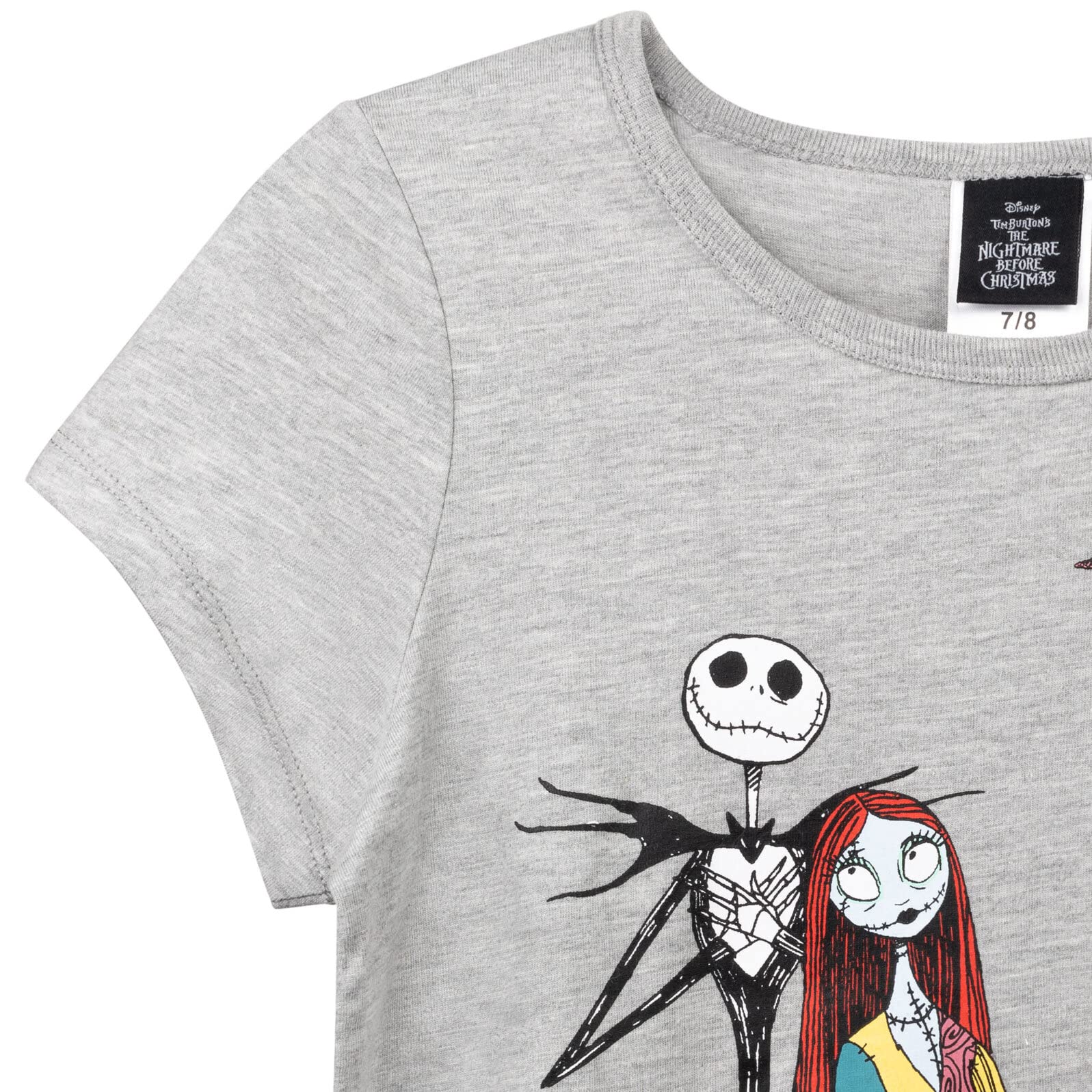 Disney Nightmare Before Christmas Jack Skellington Lock Shock and Barrel Zero Sally Big Girls T-Shirt Gray 14-16