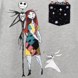 Disney Nightmare Before Christmas Jack Skellington Lock Shock and Barrel Zero Sally Big Girls T-Shirt Gray 14-16