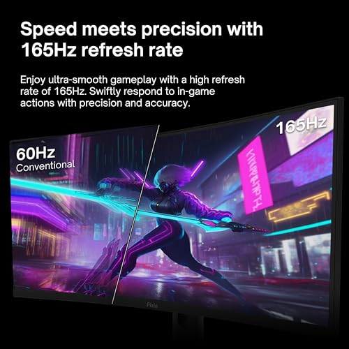 Pixio PXC325 32 inch 165Hz Refresh Rate FHD 1080p Resolution 1500R Curve VA Panel 1ms Response Time Adaptive Sync HDR Curved Gaming Monitor