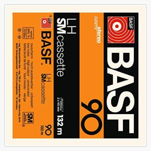 classic music cassettes - basf lh90 bumper sticker window vinyl decal 5"