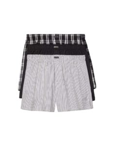 calvin klein men's cotton classics 3-pack boxer, black/morgan plaid, black/montague stripe, black, xx-large