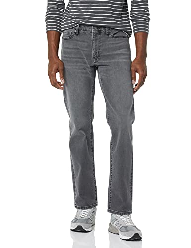 Amazon Essentials Men's Straight-Fit Jean, Washed Grey, 34W x 33L