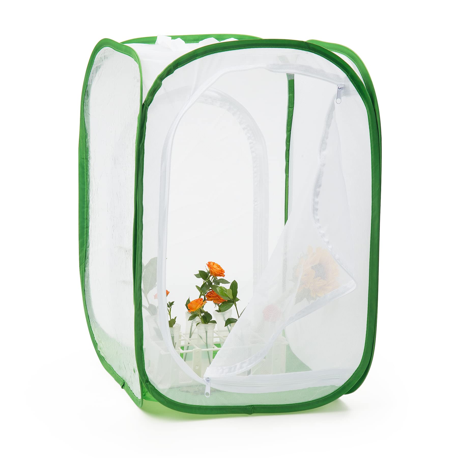 Two Doors Large Monarch Butterfly Habitat, Insect Mesh Cage, Caterpillar Enclosure Terrarium Pop-up (24 x 24 x 36 inches)