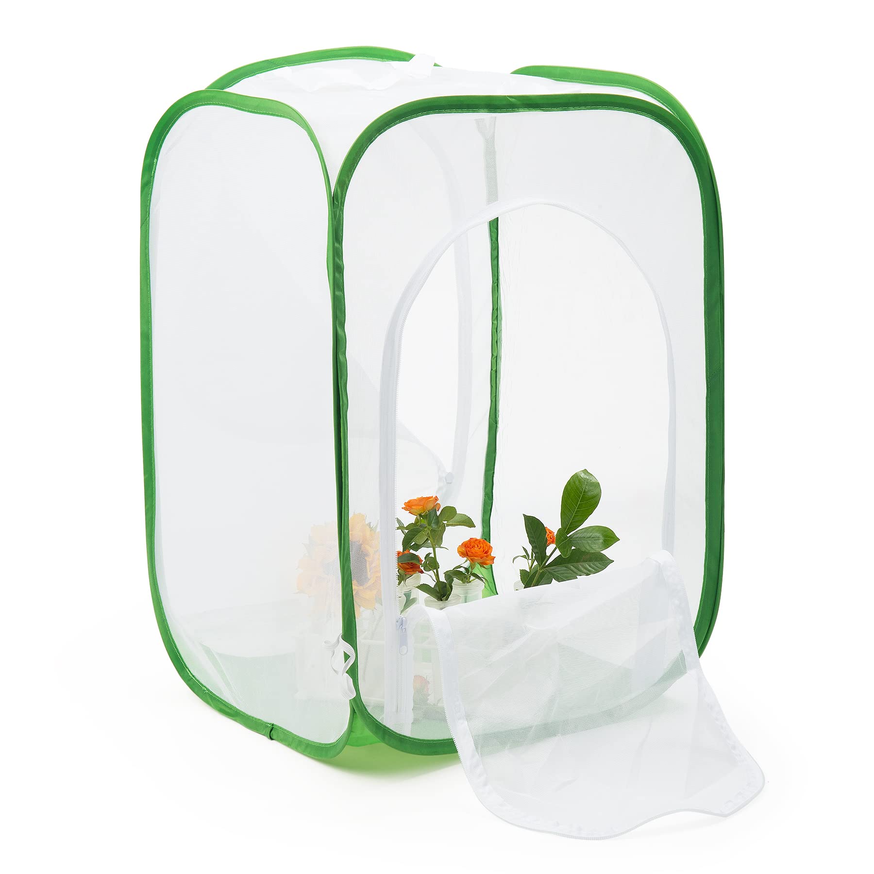 Two Doors Large Monarch Butterfly Habitat, Insect Mesh Cage, Caterpillar Enclosure Terrarium Pop-up (24 x 24 x 36 inches)