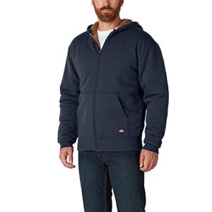 dickies men's sherpa lined fleece zip hoodie, dark navy, l