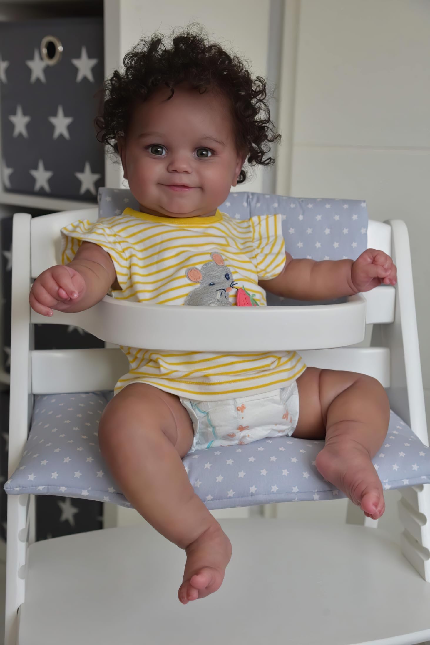 Terabithia 20" African American Reborn Baby Doll, Realistic Soft & Weighted, Sweet Smiling Newborn Girl