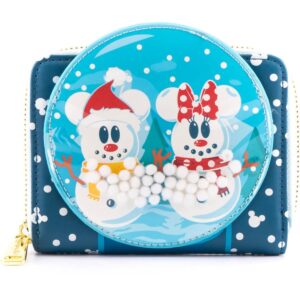 loungefly x disney mickey & minnie snow globe zip around wallet - fashion cosplay disneybound cute wallets