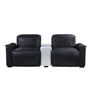 acme misezon power recliner in black top grain leather & aluminum