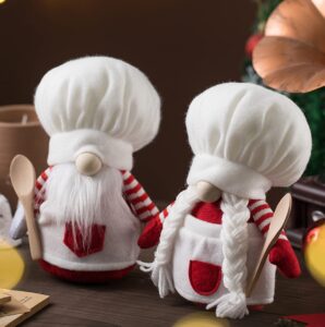 beheso kitchen chef gnome plush valentines birthday gnomes dolls handmade plush coffee gnomes collection gifts - cooking gnome stuffed toys knomes for table farmhouse decor home ornament 2pcs