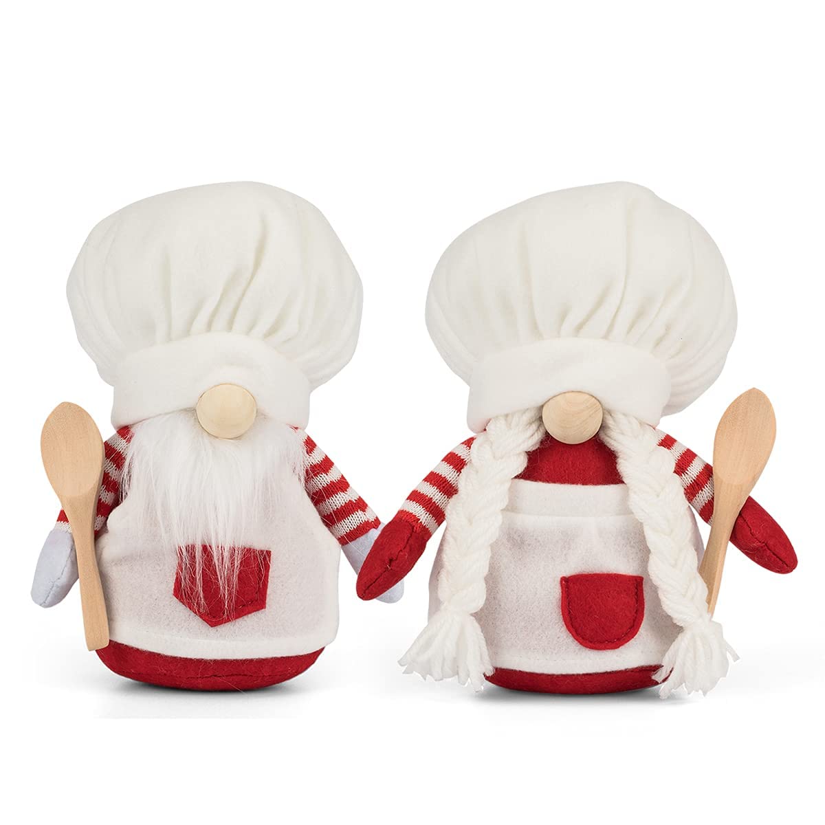 BeHeSo Kitchen Chef Gnome Plush Valentines Birthday Gnomes Dolls Handmade Plush Coffee Gnomes Collection Gifts - Cooking Gnome Stuffed Toys Knomes for Table Farmhouse Decor Home Ornament 2PCS