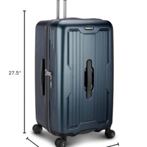 Traveler's Choice Ultimax II 26" Medium Trunk Spinner Luggage, Tie Down Straps, Matte Navy, Checked Inch