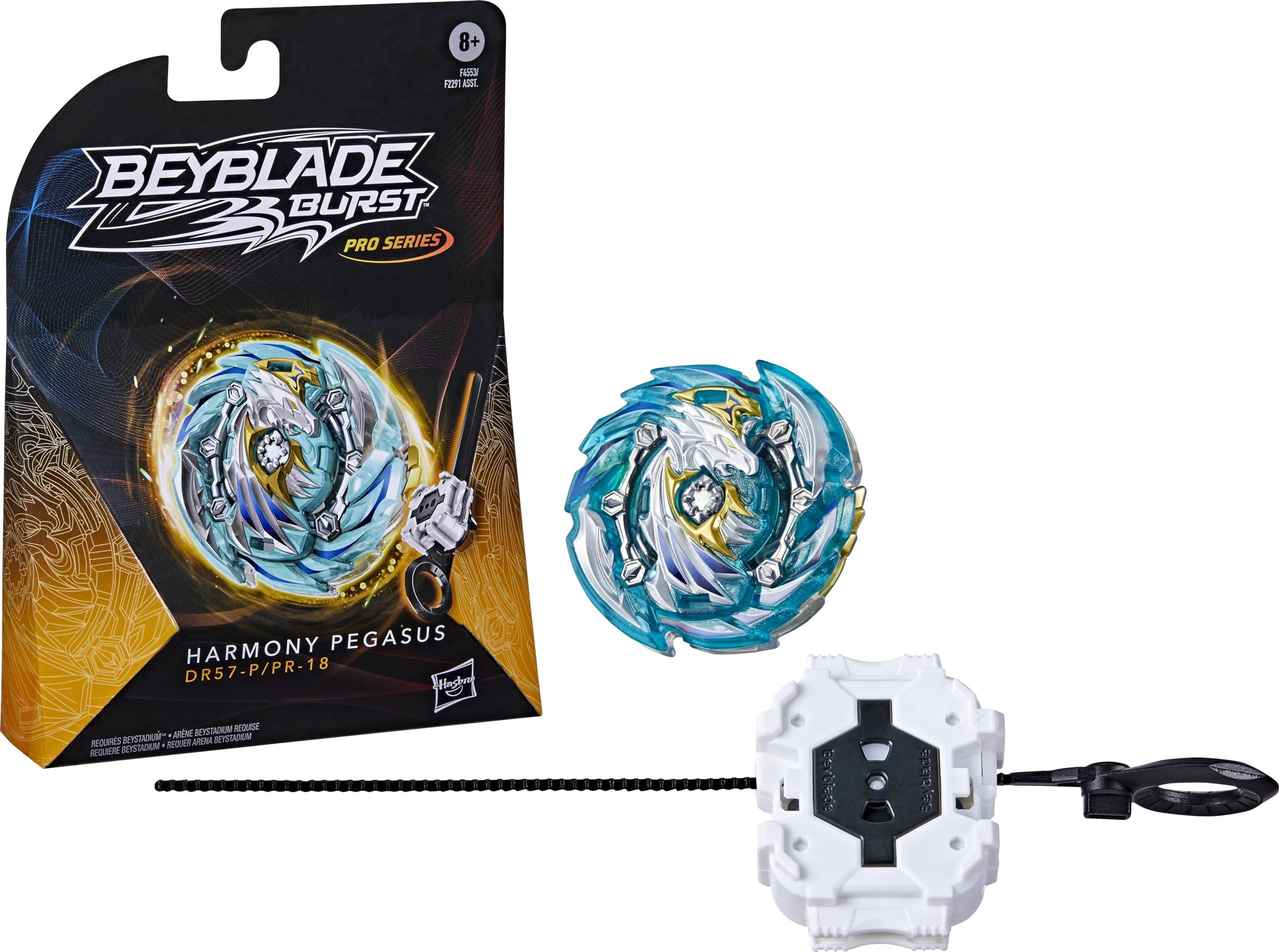 BEYBLADE Burst Pro Series Harmony Pegasus Spinning Top Starter Pack - Stamina Type Battling Game Top with Launcher Toy