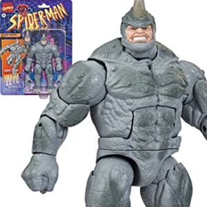 Spider-Man Marvel Legends Series 6-inch Marvel’s Rhino Retro Action Figure Toy, Includes 3 Accessories