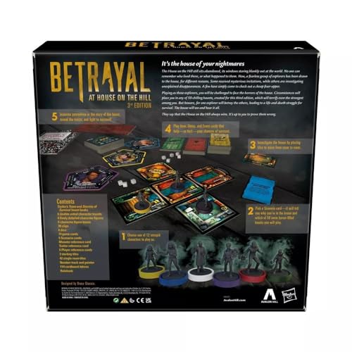 Avalon Hill Hasbro Gaming Betrayal at The House on The Hill 3rd Edition Cooperative Board Game,Ages 12 and Up,3-6 Players,50 Chilling Scenarios