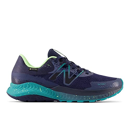 New Balance Women's DynaSoft Nitrel V5 GTX Trail Running Shoe, Natural Indigo/Electric Teal/Bleached Lime Glo, 8