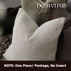 DOMVITUS Luxury Decorative Throw Pillow Cover 18 x 18 Inch Textured Boucle Square Sofa Couch Pillow for Living Room Woven Accent Cushion Case, 1PC, Ivory