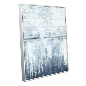 zessonic abstract canvas wall art prints for bathroom, blue and white modern creative artwork pictures ready to hang for living room bedroom office kitchen décor （24wx32l, blue & white