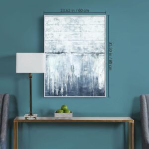 Zessonic Abstract Canvas Wall Art Prints for bathroom, Blue and white Modern Creative Artwork Pictures Ready to Hang for Living Room Bedroom Office Kitchen Décor （24Wx32L, Blue & White