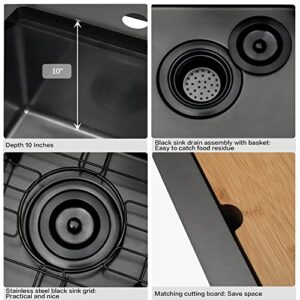 MONSINTA Bar Sink, Top Mount Bar Sink, 15" x 15" Drop-in Bar Prep Sink, RV Sink, Laundry Room Sink, 16 Gauge Stainless Steel Bar Sink, Wet Bar Sink and Accessories, Black Color