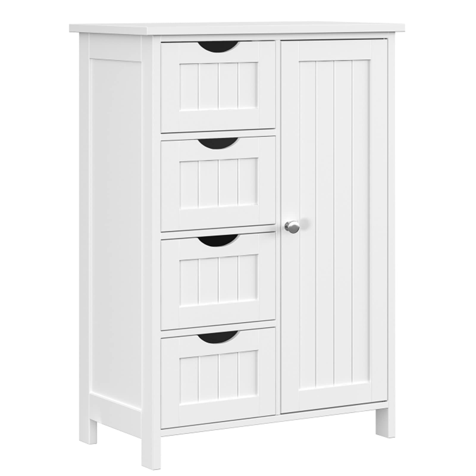 Irontar Bathroom Floor Cabinet, Storage Cabinet with 4 Drawers and Adjustable Shelf for Entryway Storage, Home Office Furniture, White CWG005W