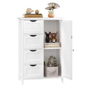 Irontar Bathroom Floor Cabinet, Storage Cabinet with 4 Drawers and Adjustable Shelf for Entryway Storage, Home Office Furniture, White CWG005W