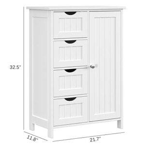 Irontar Bathroom Floor Cabinet, Storage Cabinet with 4 Drawers and Adjustable Shelf for Entryway Storage, Home Office Furniture, White CWG005W