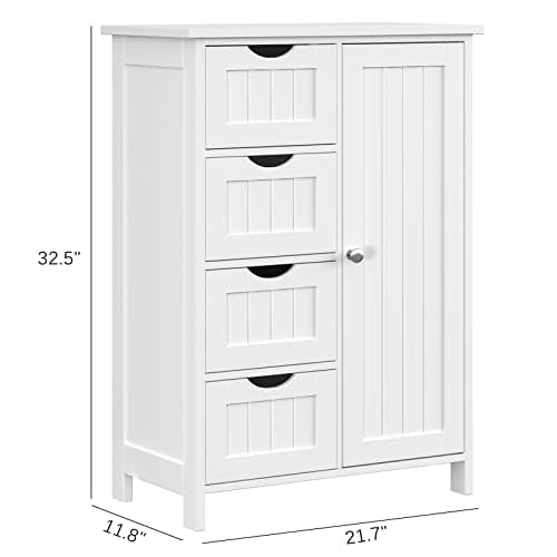 Irontar Bathroom Floor Cabinet, Storage Cabinet with 4 Drawers and Adjustable Shelf for Entryway Storage, Home Office Furniture, White CWG005W