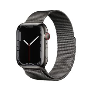 apple watch series 7 [gps + cellular 45mm] smart watch w/graphite stainless steel case with graphite milanese loop. fitness tracker, blood oxygen & ecg apps, always-on retina display, water resistant