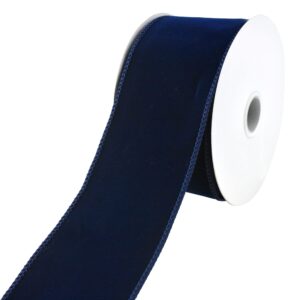 homeford christmas royal velvet solid wired ribbon, 2-1/2-inch, 10-yard, navy blue