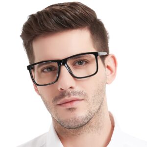 mare azzuro oversized square reading glasses men large readers big face 1.0 1.25 1.5 1.75 2.0 2.25 2.5 2.75 3.0 3.5 4.0 5.0 6.0 (black, 2.00)