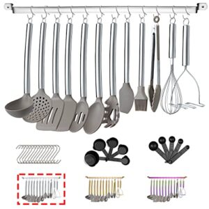 38 piece silicone kitchen cooking utensils set with utensil rack, silicone head and stainless steel handle cookware, kitchen tools for utensil sets, non-stick kitchen gadgets, dishwasher safe(silver)