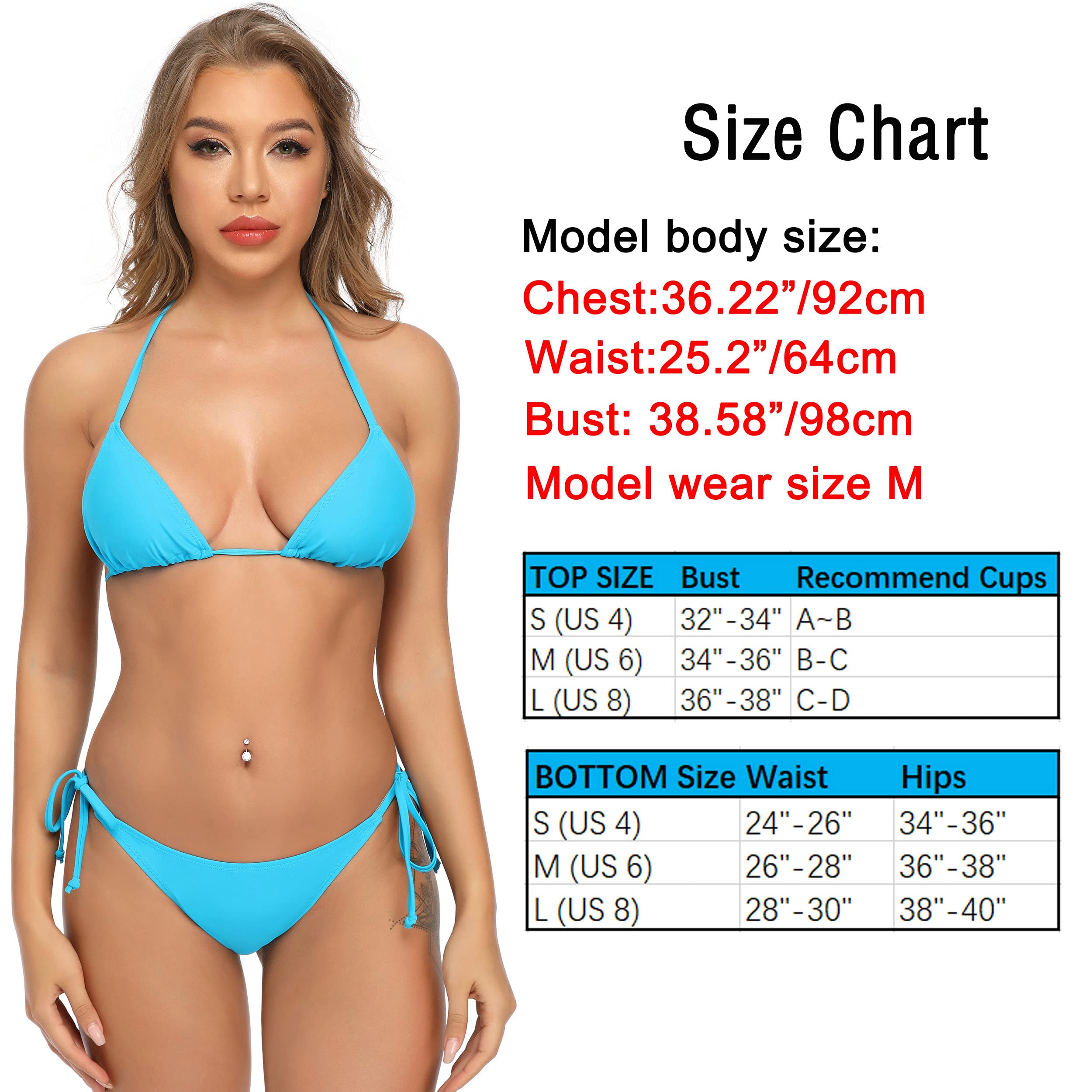 SHERRYLO Sexy Bikini Sets for Women Two Piece String Bikinis Scrunch Butt Swimsuit Triangle Top Bathing Suits Side Tie Swimwear Red