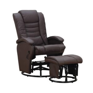 pearington recliner chair with ottoman, leather, espresso 33.07d x 28.54w x 43.3h in