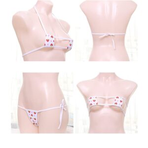 SINGUYUN Sexy Strawberry Lingerie Micro Bikini Japanese Anime Cosplay Swimsuit Thong Pajama Set (316White Red)