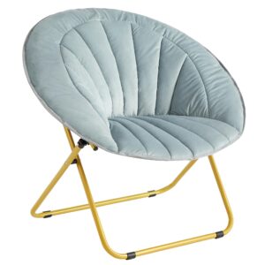 urban lifestyle velvet channel stitch saucer chair, grey