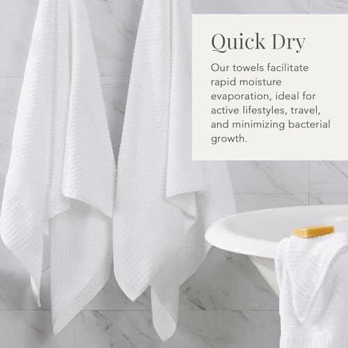 NY Loft 100% Cotton Towel Set 6 Piece Set | Super Soft & Absorbent Quick-Dry 2 Bath Towels 2 Hand Towels & 2 Washcloths |Textured and Durable Cotton | Trinity Collection (6 Piece Set, Bright White)