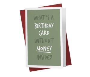 karto funny birthday card for men and women, 5.5 x 8.5 in, blank inside or with happy birthday message, premium 325gsm cardstock, red envelope