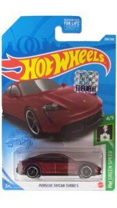 hot wheels porsche taycan turbo s, [red] 208/250 green speed 4/5