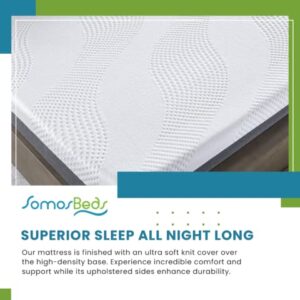 SomosBeds Gel Memory Foam Queen Mattress - Advanced Cooling Mattress with Gel Memory Foam - Queen Size Bed in a Box - 8 Inch, Medium Firm, Full Body Support & Pressure Relief - CertiPUR-US Certified