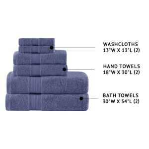 Madison Park Organic 100% Cotton Bathroom Towel Set, Hotel & Spa Quality Highly Absorbent, Quick Dry, Include for Shower, Handwash & Facial Washcloth, Multi-Sizes, Navy