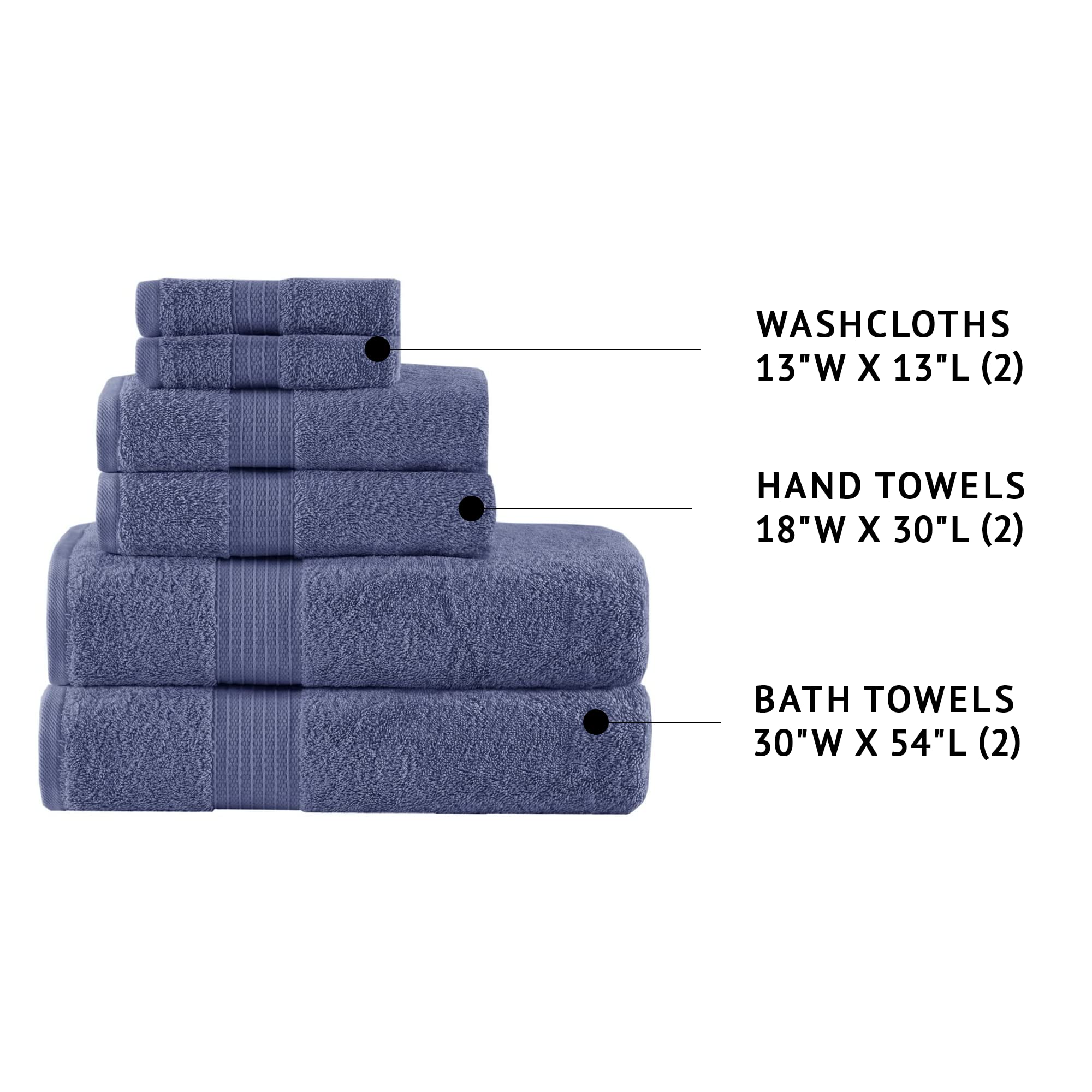 Madison Park Organic 100% Cotton Bathroom Towel Set, Hotel & Spa Quality Highly Absorbent, Quick Dry, Include for Shower, Handwash & Facial Washcloth, Multi-Sizes, Navy