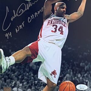 Corliss Williamson Autographed Arkansas 1994 Signed Basketball 8x10 Photo JSA COA