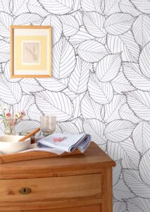 kitico gray leaf wallpaper 17.7''x197'' modern gray leaf peel and stick wallpaper removable self adhesive wallpaper white and gray leaves contact paper forbedroom home decoration