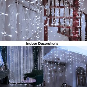 KiflyTooin Led Christmas Lights Outdoor Christmas Decorations Hanging Lights 400LED 8 Modes 75 Drops, Outdoor Indoor Fairy String Lights for Christmas Party, Holiday, Wedding Decorations (Cool White)