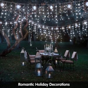 KiflyTooin Led Christmas Lights Outdoor Christmas Decorations Hanging Lights 400LED 8 Modes 75 Drops, Outdoor Indoor Fairy String Lights for Christmas Party, Holiday, Wedding Decorations (Cool White)