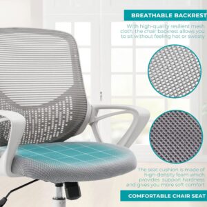 Office Chair, Ergonomic Home Desk Chair Mid Back Mesh Chair Rolling Swivel Computer Chair with Lumbar Support (Office Chair, Light Grey)