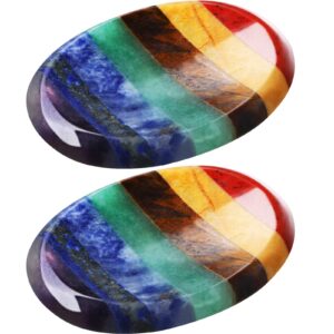 timtin 2 pieces thumb worry stone for anxiety chakra crystals healing stones oval worry stone 7 chakra healing crystals natural crystal pocket palm stone meditation crystal