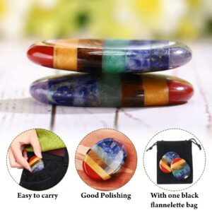 Timtin 2 Pieces Thumb Worry Stone for Anxiety Chakra Crystals Healing Stones Oval Worry Stone 7 Chakra Healing Crystals Natural Crystal Pocket Palm Stone Meditation Crystal