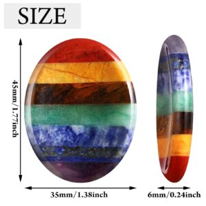 Timtin 2 Pieces Thumb Worry Stone for Anxiety Chakra Crystals Healing Stones Oval Worry Stone 7 Chakra Healing Crystals Natural Crystal Pocket Palm Stone Meditation Crystal